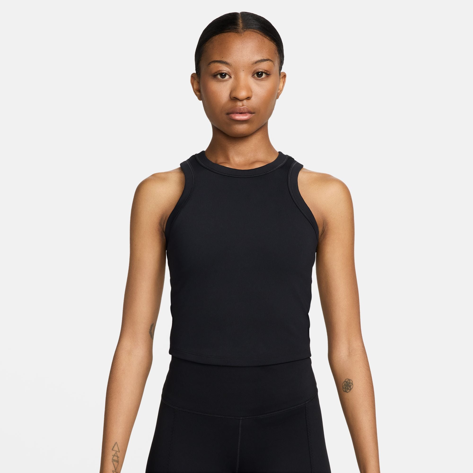 Nike Women's Dri-FIT One Fitted Cropped Tank Black / Black | Achilles Heel