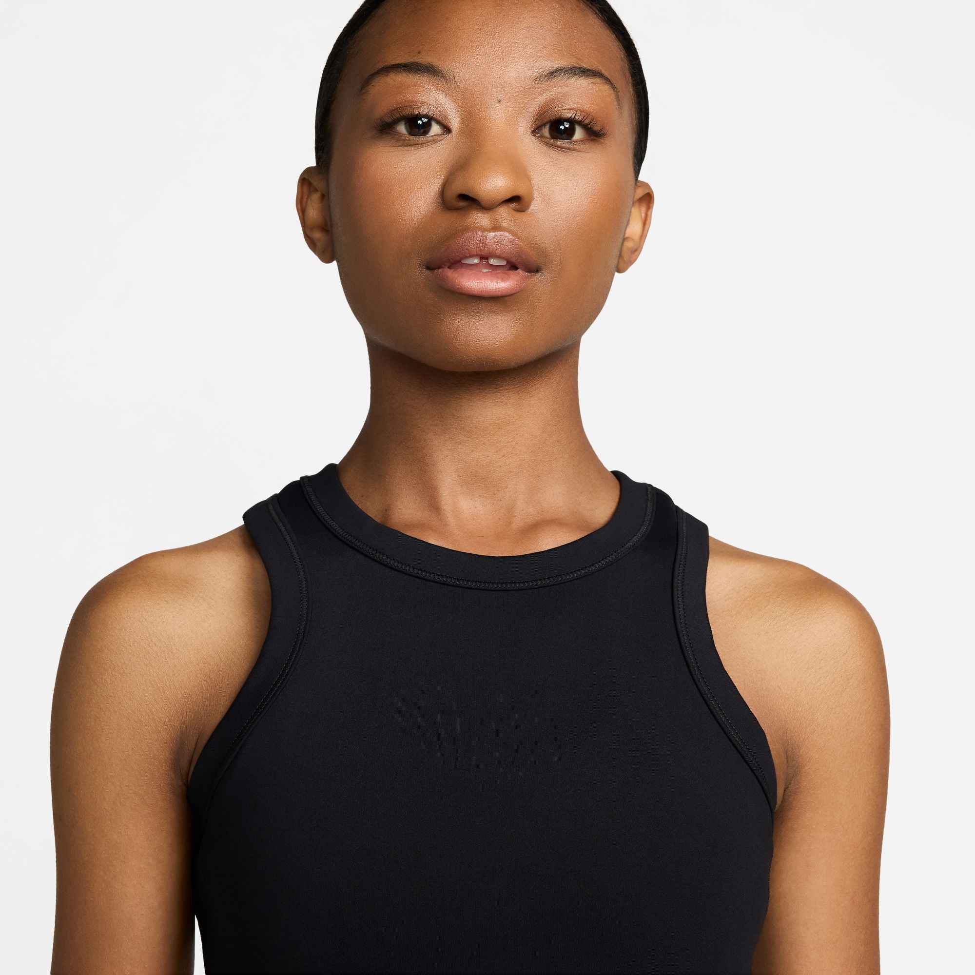Nike Women's Dri-FIT One Fitted Cropped Tank Black / Black | Achilles Heel