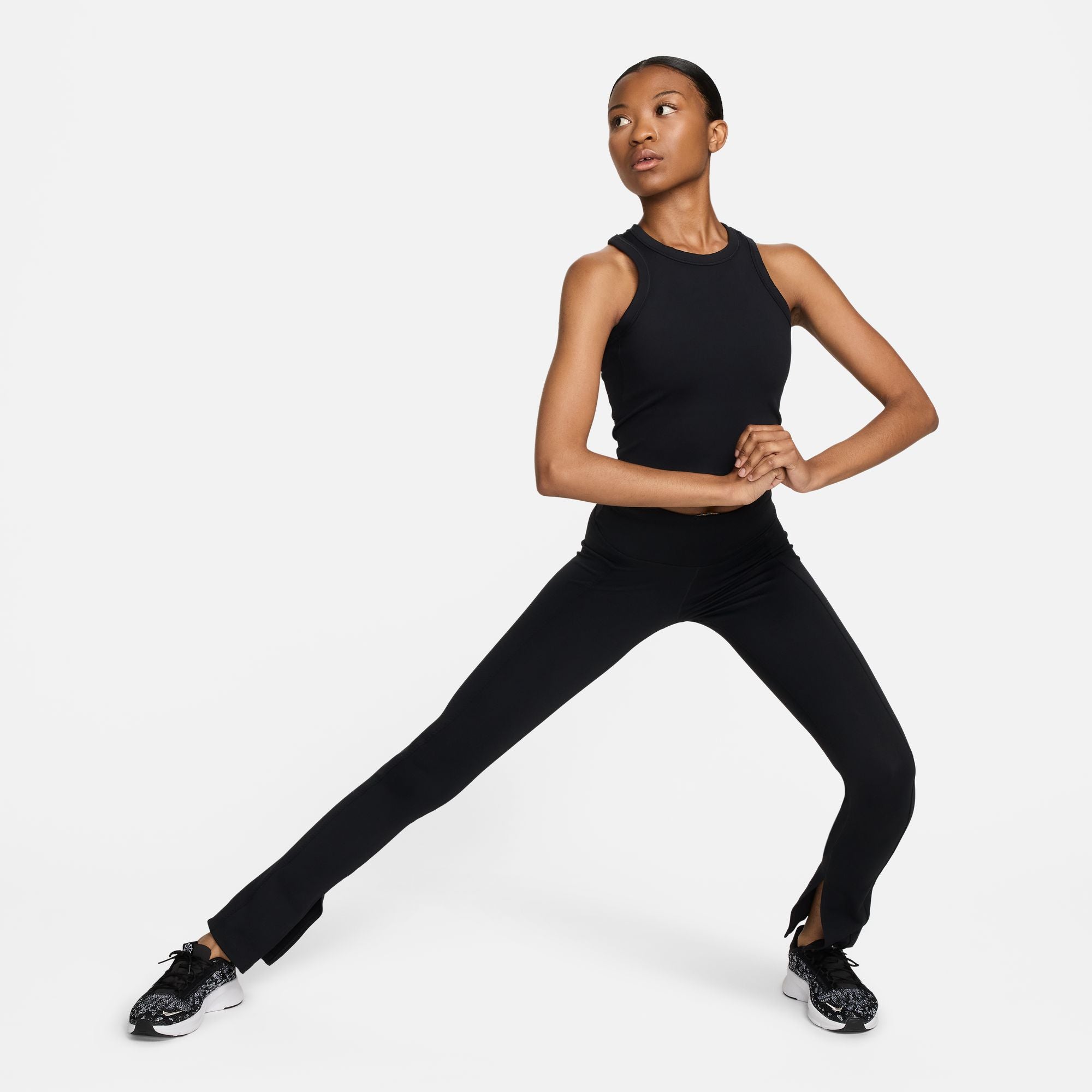 Nike Women's Dri-FIT One Fitted Cropped Tank Black / Black | Achilles Heel